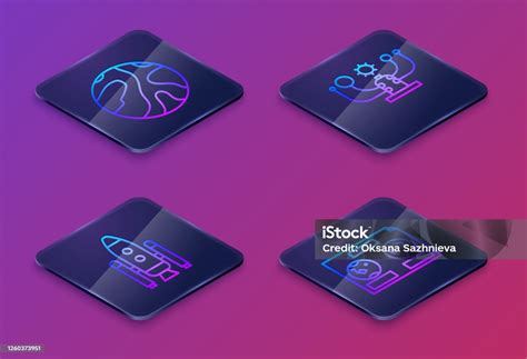 밤 하늘의 등각선 떨어지는 별 우주 왕복선과 로켓 태양계와 천체지도를 설정합니다 파란색 정사각형 버튼 벡터 3차원 형태에 대한 스톡 벡터 아트 및 기타 이미지 Istock