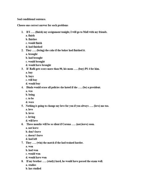 Soal Conditional Sentence Pdf