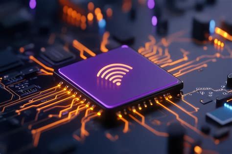 Closeup Of A Modern Circuit Board Featuring A Vibrant Wireless Symbol