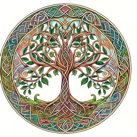 Premium AI Image Colorful Vector Illustration Of A Stylized Tree In A Circle