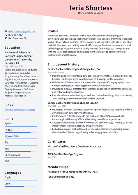 Ibm Back End Developer Resume Examples Resumecat