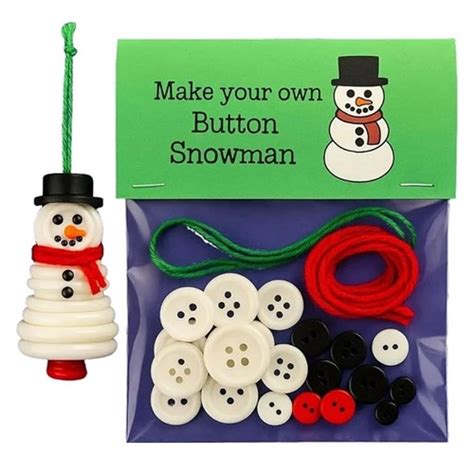 Diy Button Snowman Ornament Kit Snowman Christmas Buttons Craft Making