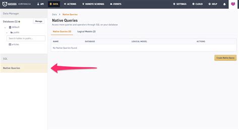 postgres native queries hasura graphql docs