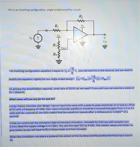 Solved This Is An Inverting Configuration Single Ended