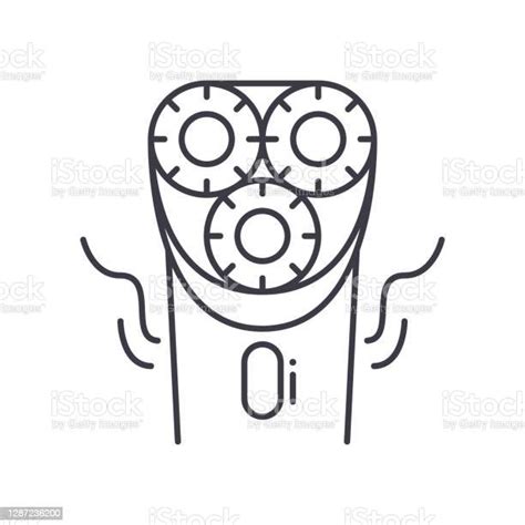 전기 면도기 개념 아이콘 선형 절연 일러스트레이션 얇은 선 벡터 웹 디자인 기호 흰색 배경에 편집 가능한 스트로크가 있는 개요