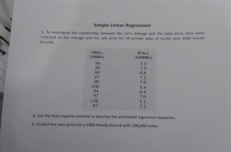 Solved Simple Linear Regression 1 To Investigate The