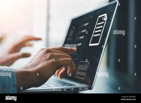 Concept Of Online Document Management Technology Businesspeople Manage Corporate Databases