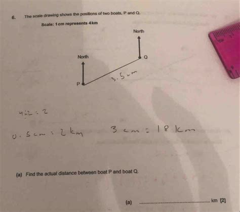 solved 6 the scale drawing shows the positions of two boats p and q
