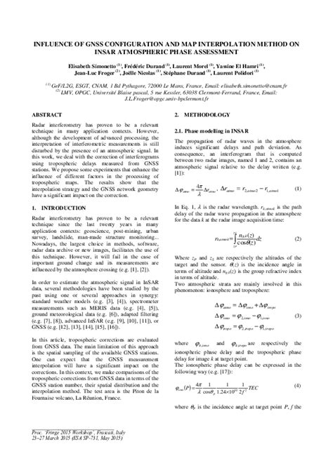 Pdf Gnss Configuration And Interpolation Effects On Insar Phase