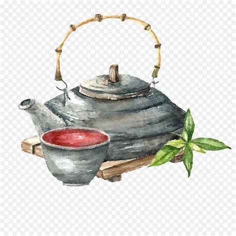 水彩绘茶壶和茶杯矢量PNG图片素材下载 图片编号yapvawpq 免抠素材网