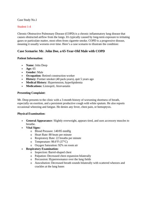 Case Study Copd Ptb Pdf Chronic Obstructive Pulmonary Disease