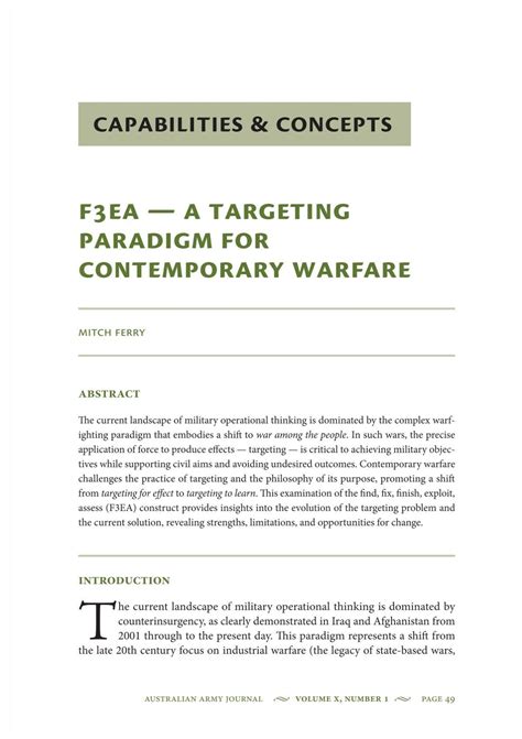 F3ea â A Targeting Paradigm For Contemporary Australian Army
