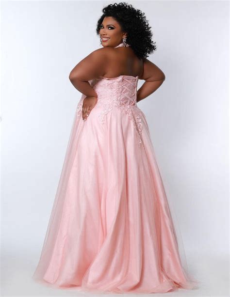 Ivory Sydneys Closet Sc7352 Plus Size Long Halter Prom Dress For 458