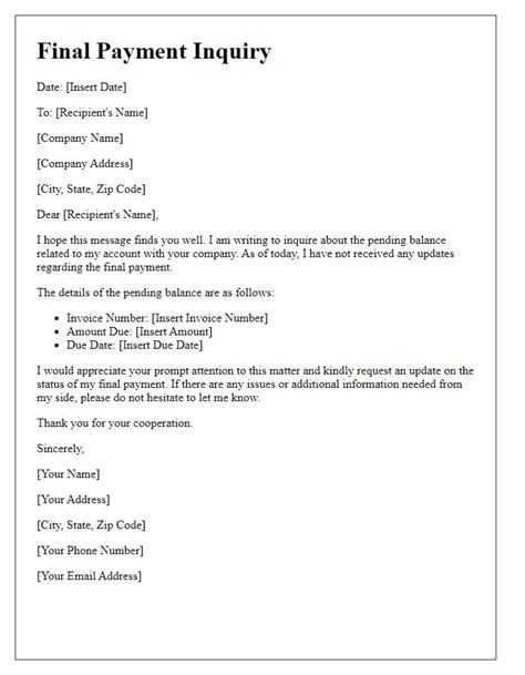 Letter Template For Final Payment Request Free Samples In PDF Letterin