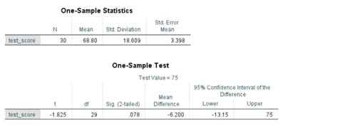 One Sample T Test In Spss