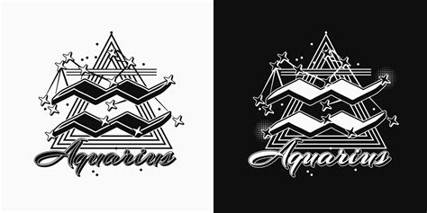 Monochrome Icon Of Zodiac Sign Aquarius With Constellation With Stars