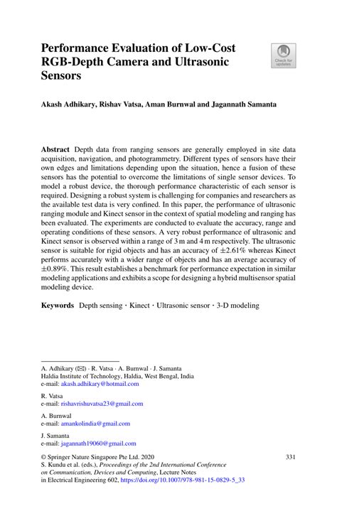 Pdf Performance Evaluation Of Low Cost Rgb Depth Camera And