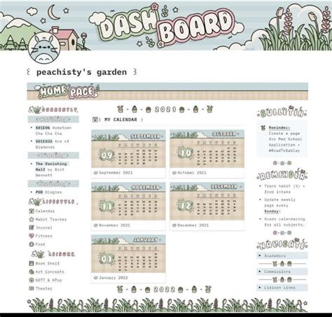 Cutesy Garden Themed Notion Dashboard Notions Garden Of Words Med School