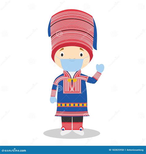 Character From Lapland Dressed In The Traditional Way And With Surgical