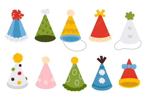 Premium Vector A Cartoon Image Set Of Different Party Hats
