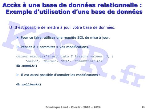 accès aux données en python accès à une base de données relationnelle