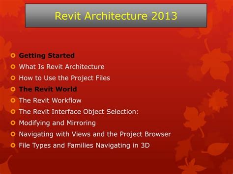 Revit Architecture 2013 Course Ppt