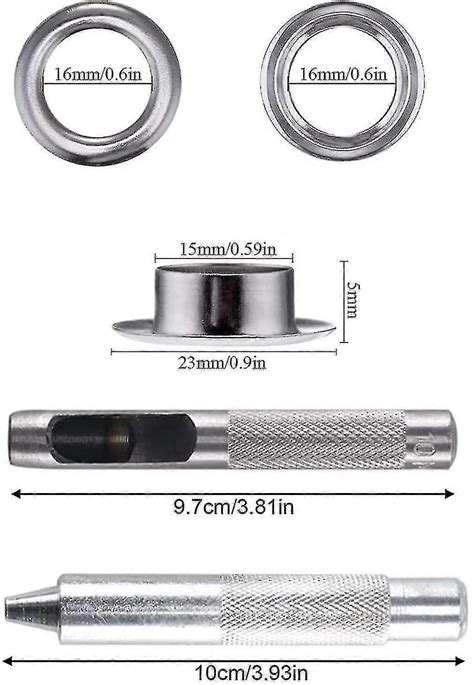 100 Sets Eyelets 16mm Eyelet Kit Eyelets Tools Metal Grommet Eyelet Kit