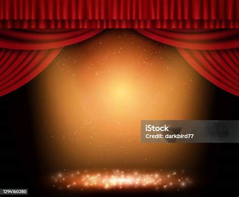 빨간색 커튼과 스포트라이트배경 프리젠 테이션 콘서트 쇼를위한 디자인 Fashion Show에 대한 스톡 벡터 아트 및 기타 이미지 Fashion Show