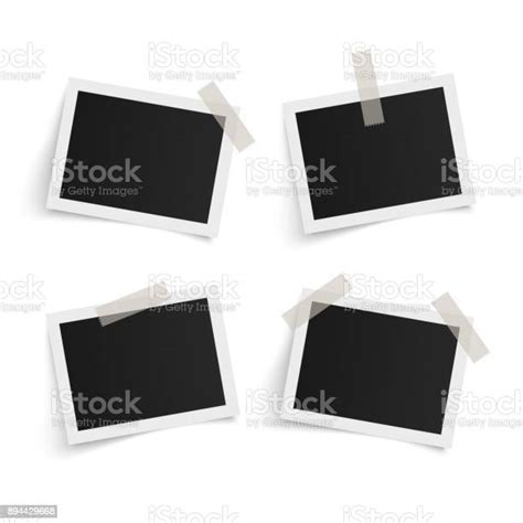 흰색 바탕에 스티커 테이프에 직사각형 벡터 사진 프레임의 집합입니다 템플릿 사진 디자인입니다 벡터 일러스트 레이 션 0명에 대한