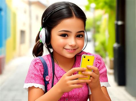 Premium Ai Image Colombian Cute Young Girl Talking Friends By Cellphone