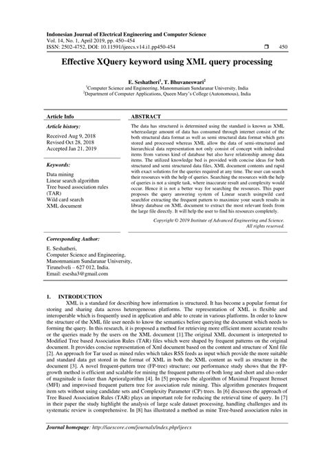 Pdf Effective Xquery Keyword Using Xml Query Processing