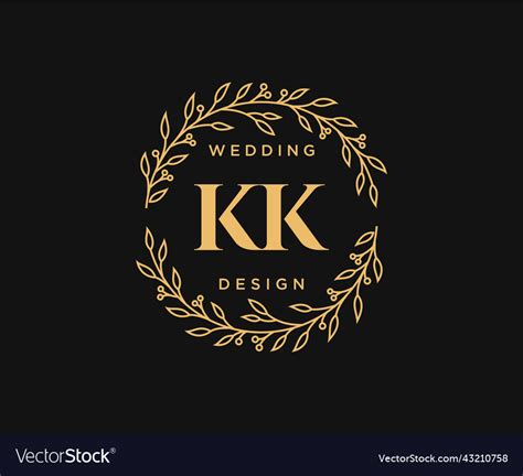 Kk Initials Letter Wedding Monogram Logos Vector Image