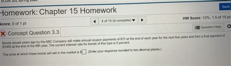 Solved Save Homework Chapter 15 Homework Hw Score 10 1 5