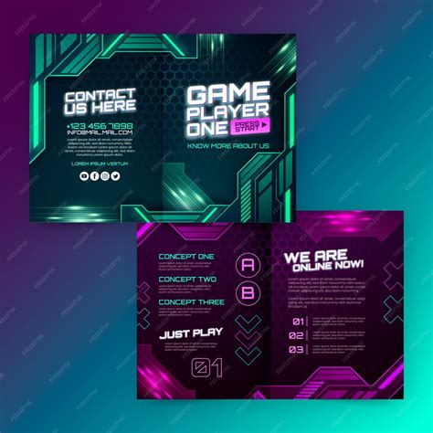 그라디언트 게임 컨셉 브로셔 무료 벡터