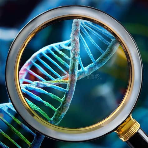Dna Sequence Examined Under A Magnifying Glass Stock Illustration