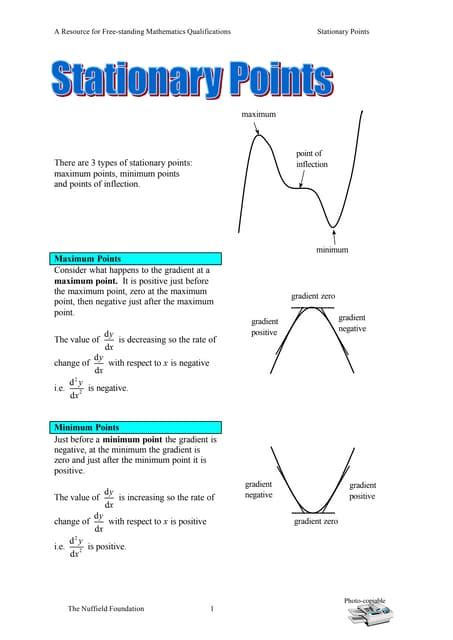 Stationary Points Handout Pdf Drawing And Sketching Arts And Crafts