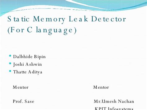 Static Memory Leak Detector