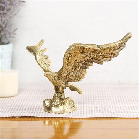 Collectible India Brass Eagle Statue Wild Bird Flying Hawk Sculpture