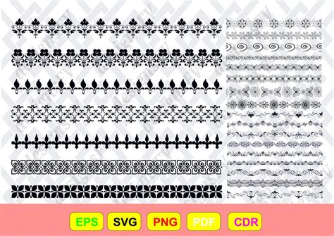 18 Vintage Seamless Borders Svg Bundle Decorative Floral Divider