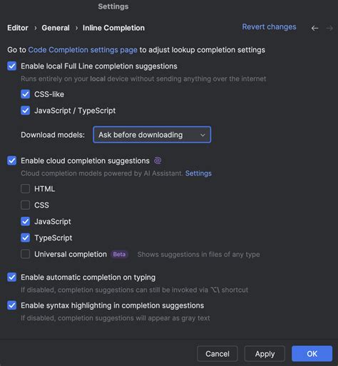 Full Line Code Completion Webstorm Documentation