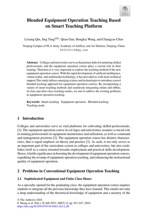 Pdf Blended Equipment Operation Teaching Based On Smart Teaching Platform