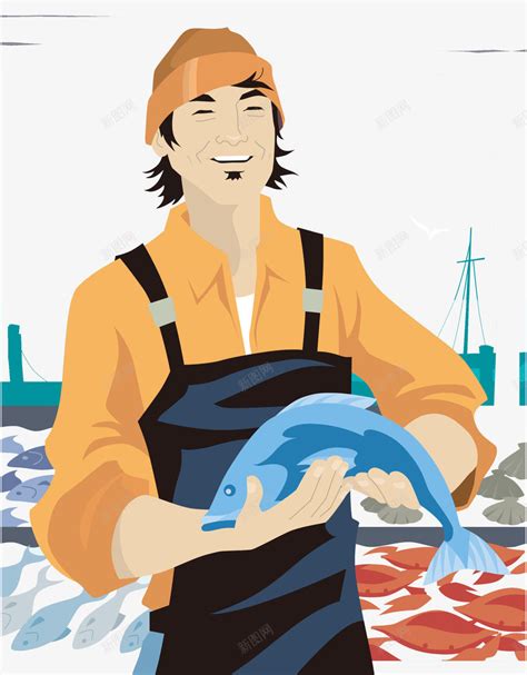 卡通海边捕鱼归来日本渔夫png图片免费下载 素材nqmkgsan 88icon