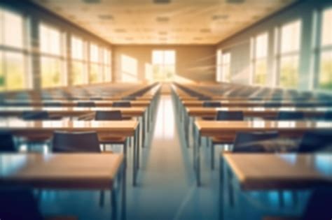 Premium Ai Image Empty Defocused University Classroom