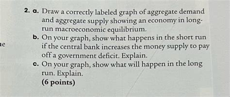 Solved A Draw A Correctly Labeled Graph Of Aggregate Demand
