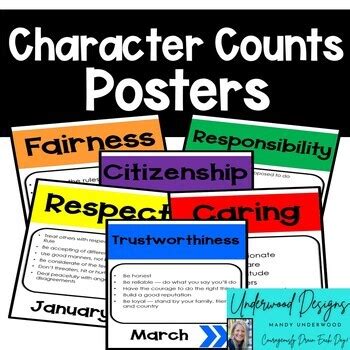 Character Counts Posters By Mandy Underwood Underwood Designs Tpt