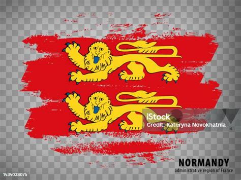 브러시 스트로크에서 노르망디의 국기 프랑스의 국기 지역 노르망디 웹 사이트 디자인 응용 프로그램 Ui에 대한 투명한 배경에 제목 프랑스 공화국 벡터 일러스트레이션 Eps10