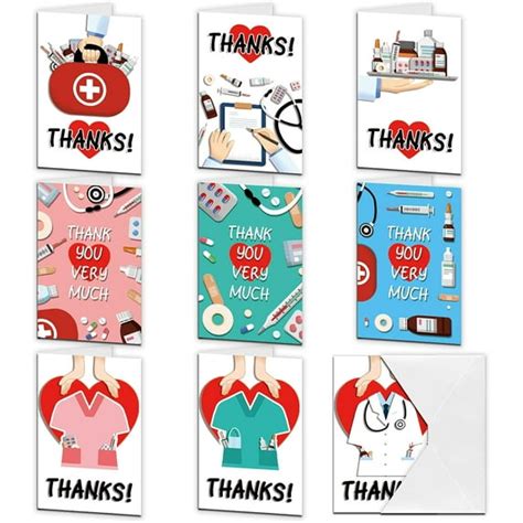 9pcs Thank You Cards Medical Workers Appreciation Series Cards Thank