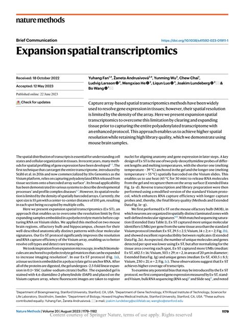 Expansion Spatial Transcriptomics Request Pdf