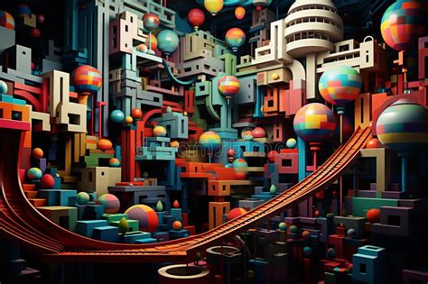 3d Abstract Structure Geometric Shapes Vibrant Colors For Modern Design Stock Illustration