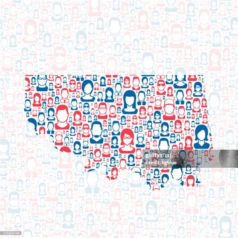 Sequoyah County Oklahoma Map With Blue And Red People High Res Vector